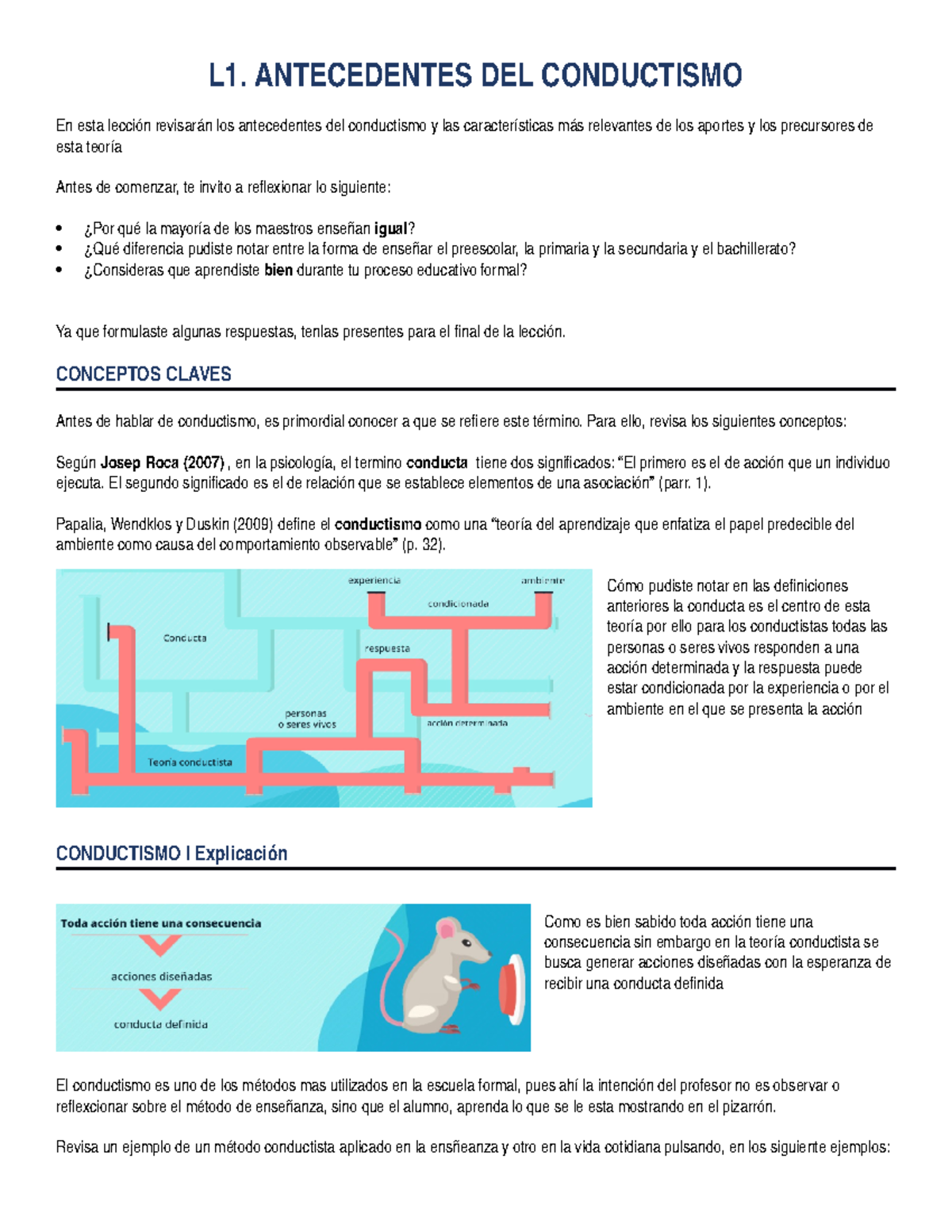 L1 Antecedentes DEL Conductismo - L1. ANTECEDENTES DEL CONDUCTISMO En ...