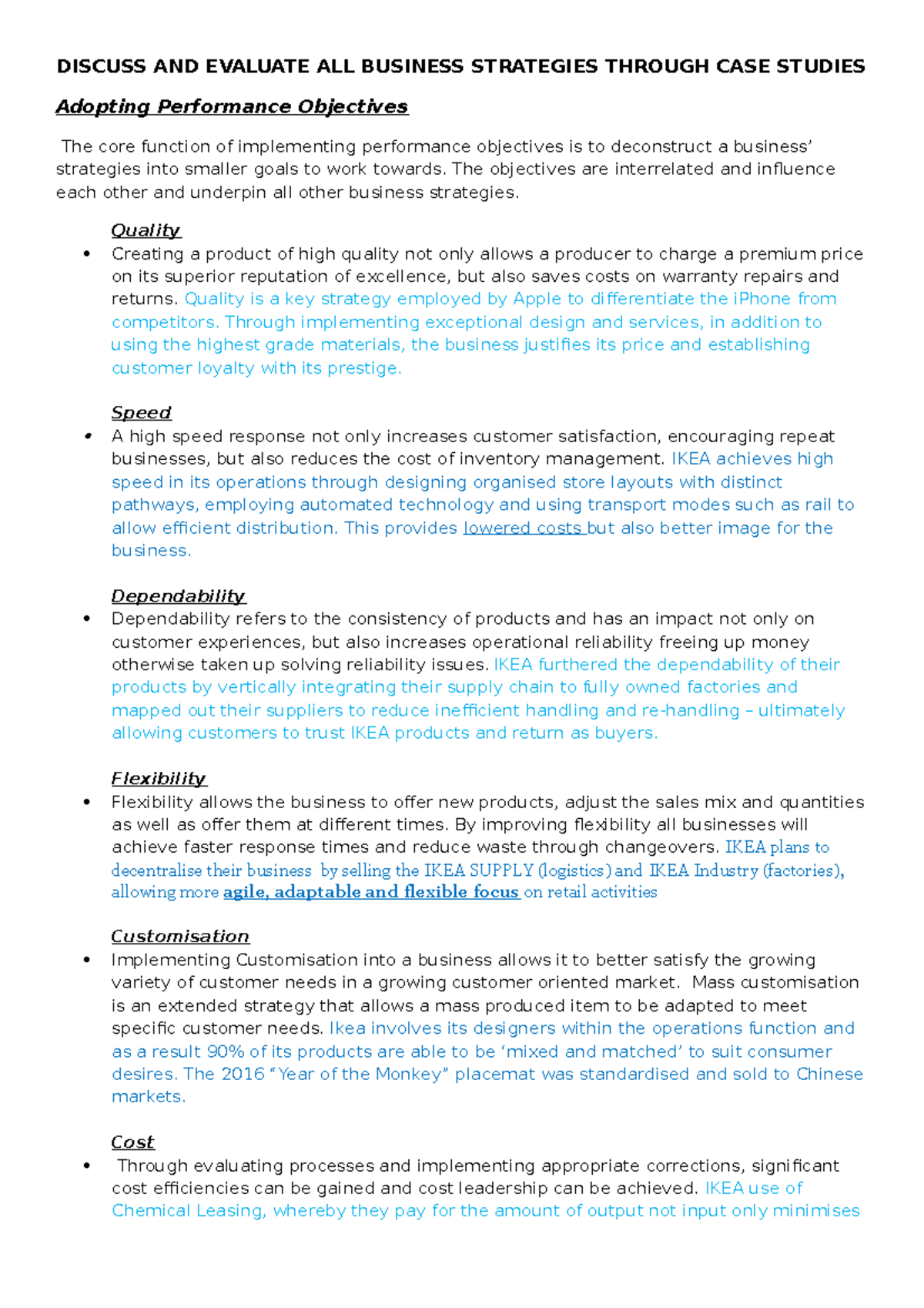 Operational-Strategies-Evaluation - DISCUSS AND EVALUATE ALL BUSINESS ...