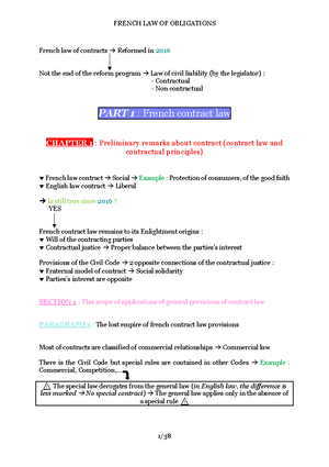 FLO part 1 - FLO partie 1 - French Law of Obligations Reform of French ...
