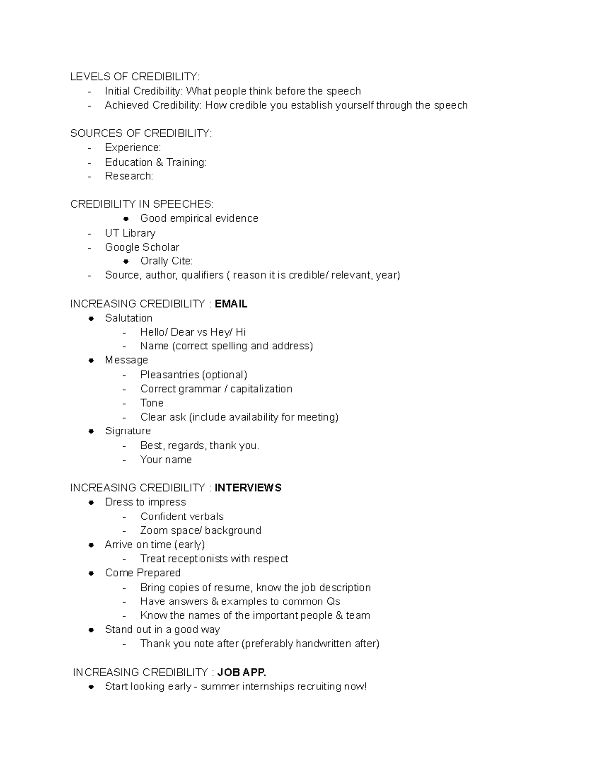 Chapter 6 Notes - LEVELS OF CREDIBILITY: Initial Credibility: What ...