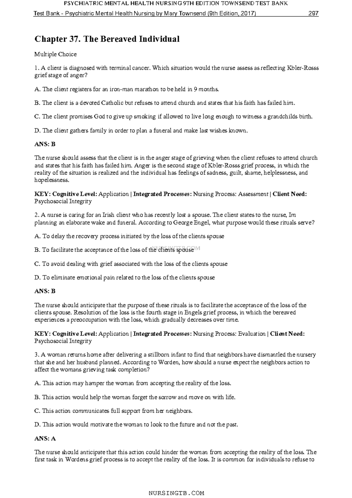 TB-Chapter 37. The Bereaved Individual - PSYCHIATRIC MENTAL HEALTH ...