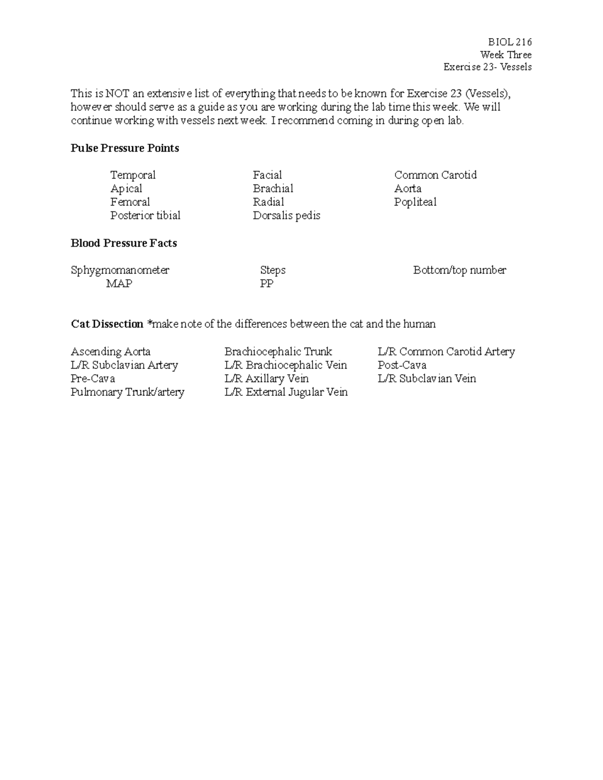 23- Vessels Lab Guide - Lecture notes 1 - BIOL 415 - LU - Studocu