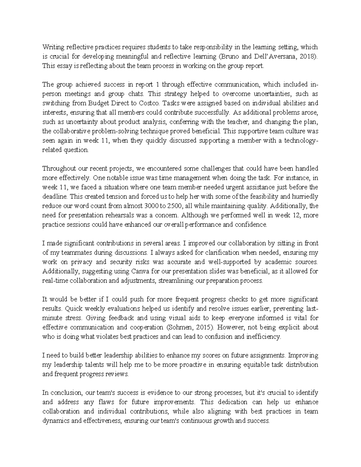 Reflection essay AIS - Writing reflective practices requires students ...