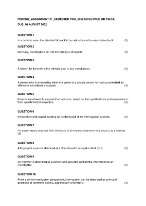 Marking Memo FOR2605 2021 Dr BK Lekubu - MARKING MEMORANDUM Question 1 Briefly explain what is ...