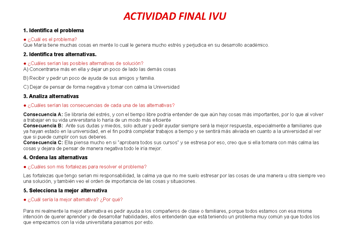 Actividad Final IVU - ACTIVIDAD FINAL IVU 1. Identifica el problema ...