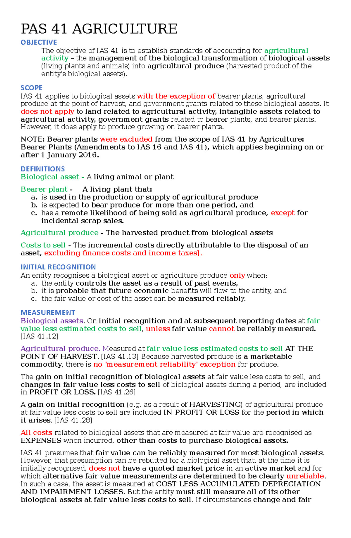PAS 41 Agriculture - PAS 41 AGRICULTURE OBJECTIVE The objective of IAS ...
