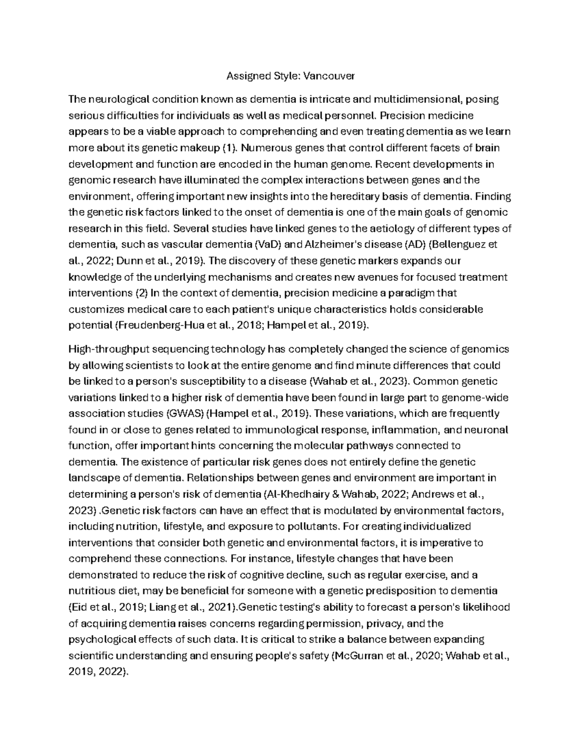 Mendeley Experiment - Assigned Style: Vancouver The neurological ...