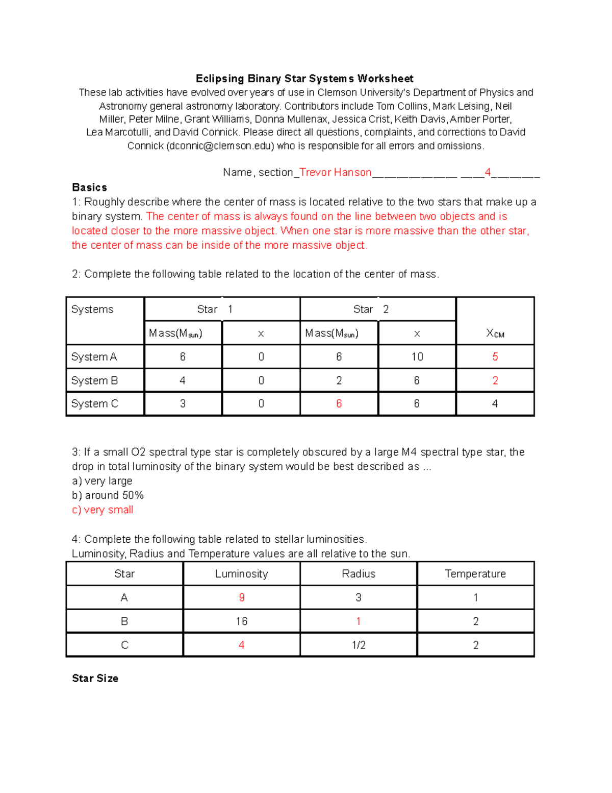 Eclipsing Binary Worksheet - Eclipsing Binary Star Systems Worksheet ...