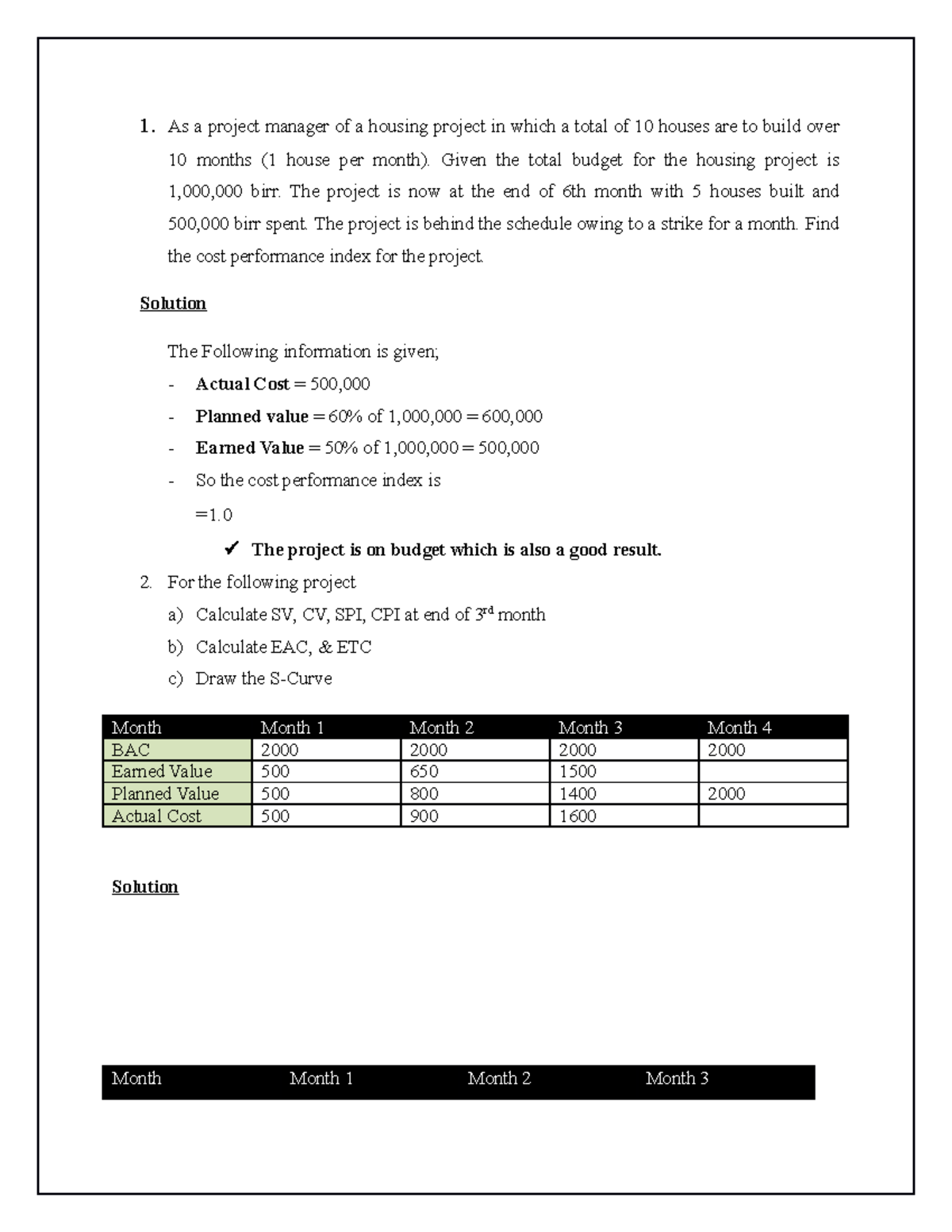 Home take perform - 1. As a project manager of a housing project in ...