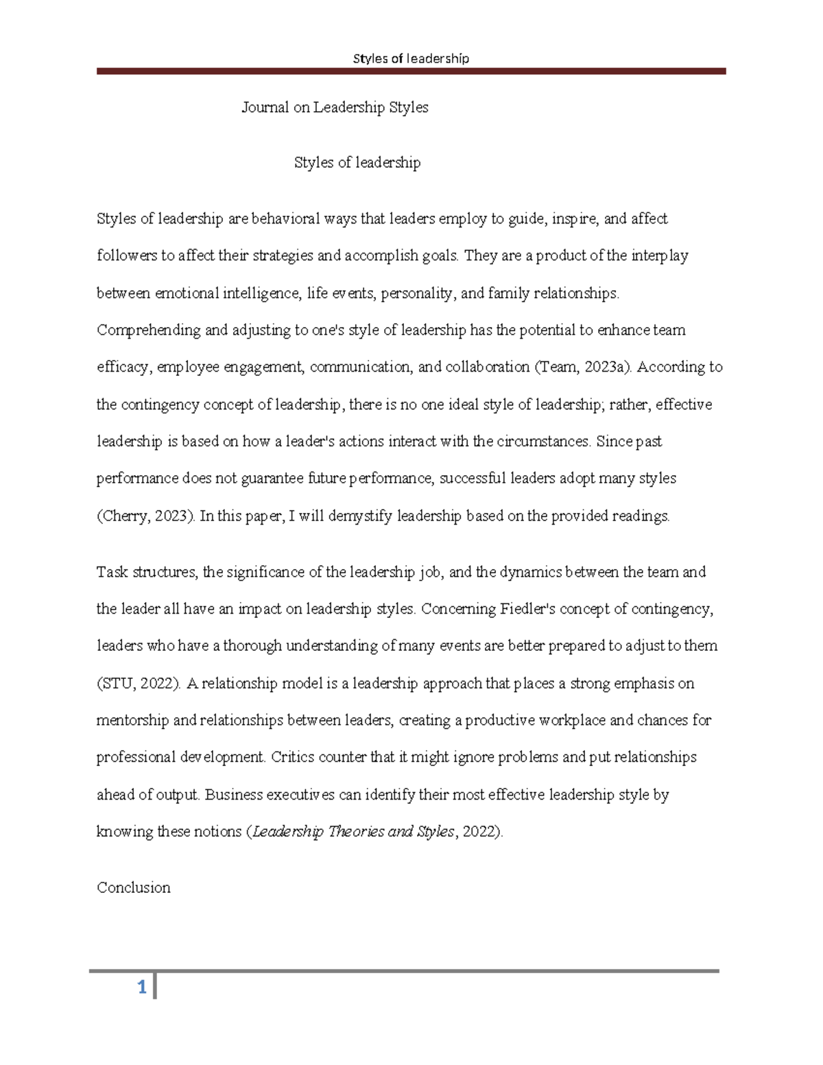 Styles of leadership - Styles of leadership Journal on Leadership ...