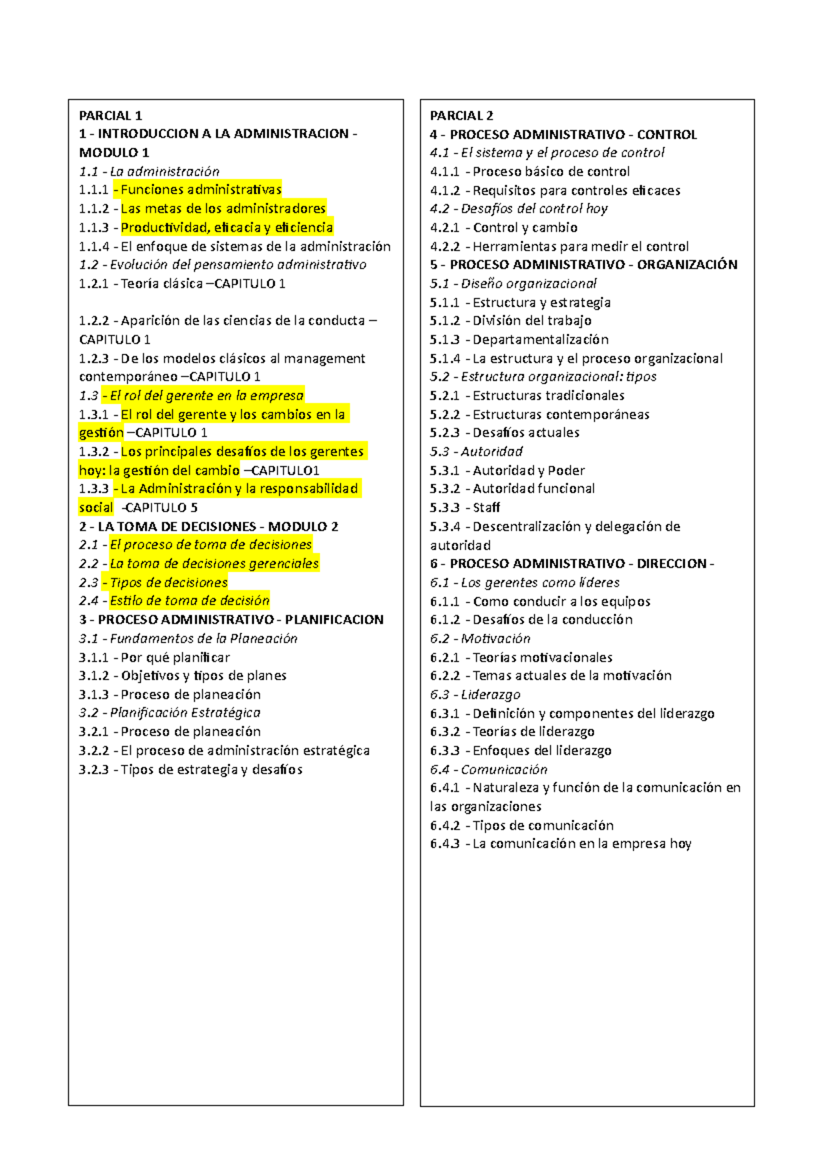 Admin programa - PARCIAL 2 4 - PROCESO ADMINISTRATIVO - CONTROL 4 - El sistema y el proceso de ...
