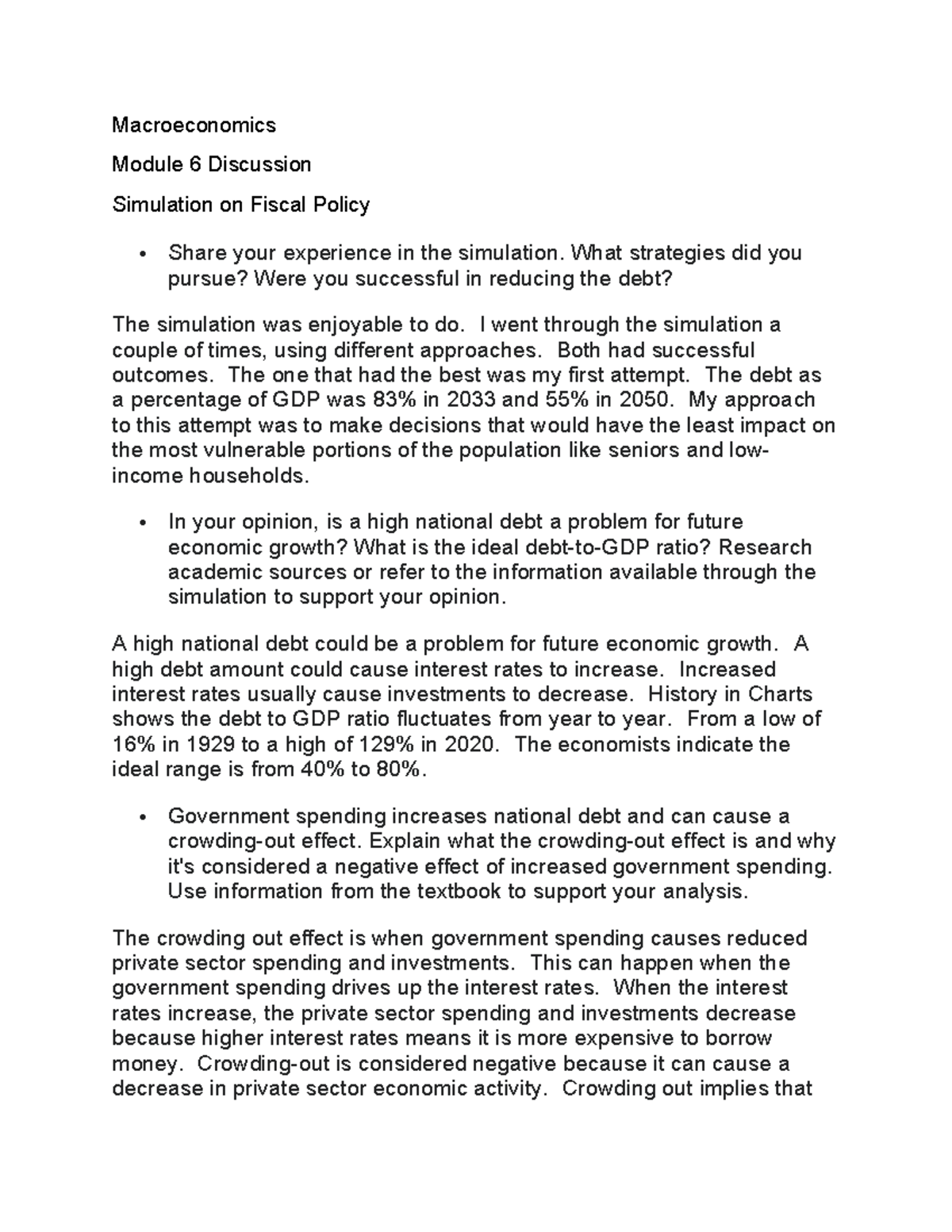 Simulation Fiscal Policy Discussion - Macroeconomics Module 6 ...