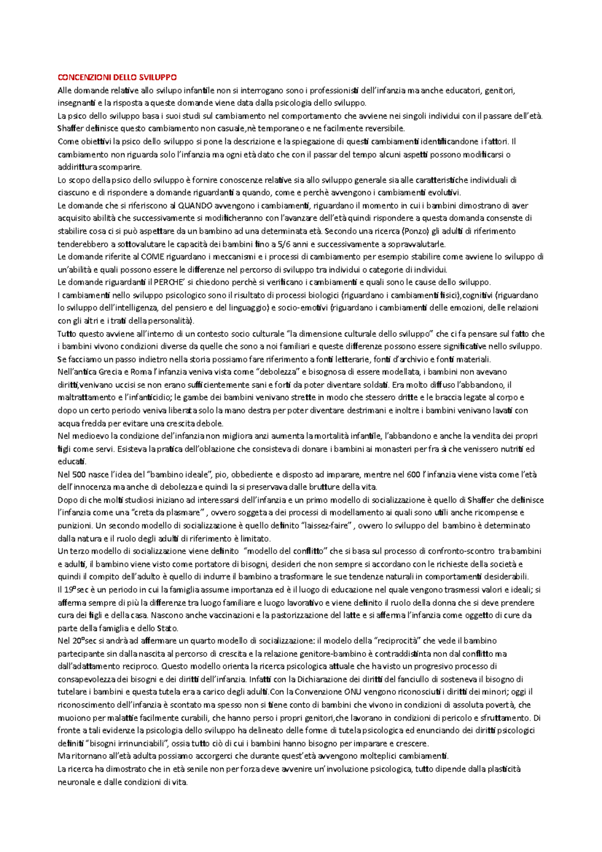 Psicologia - Riassunto del libro di Angelica Arace, compreso di alcuni ...