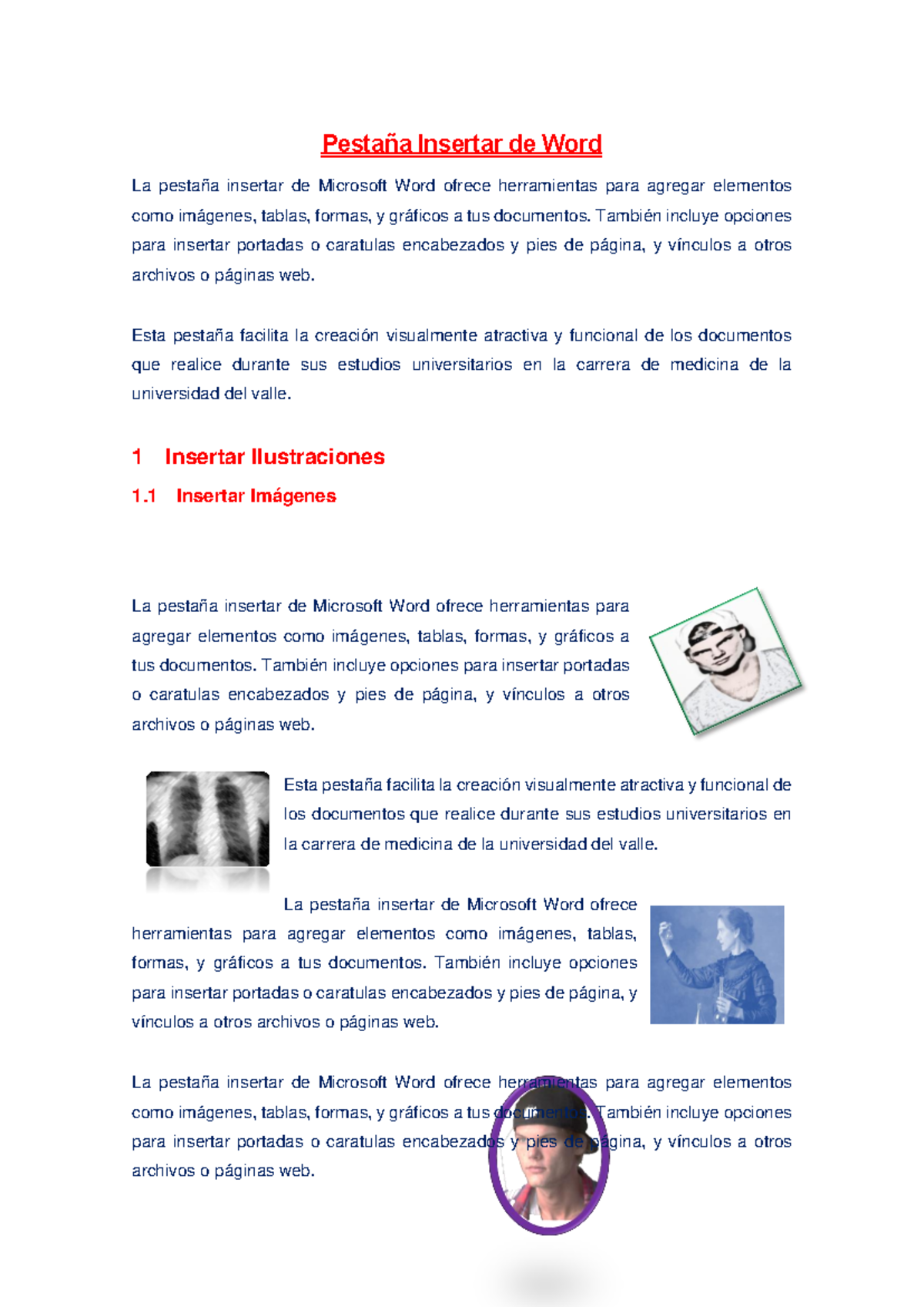 Pestaña Insertar de Word - Pestaña Insertar de Word La pestaña insertar de Microsoft Word ofrece ...