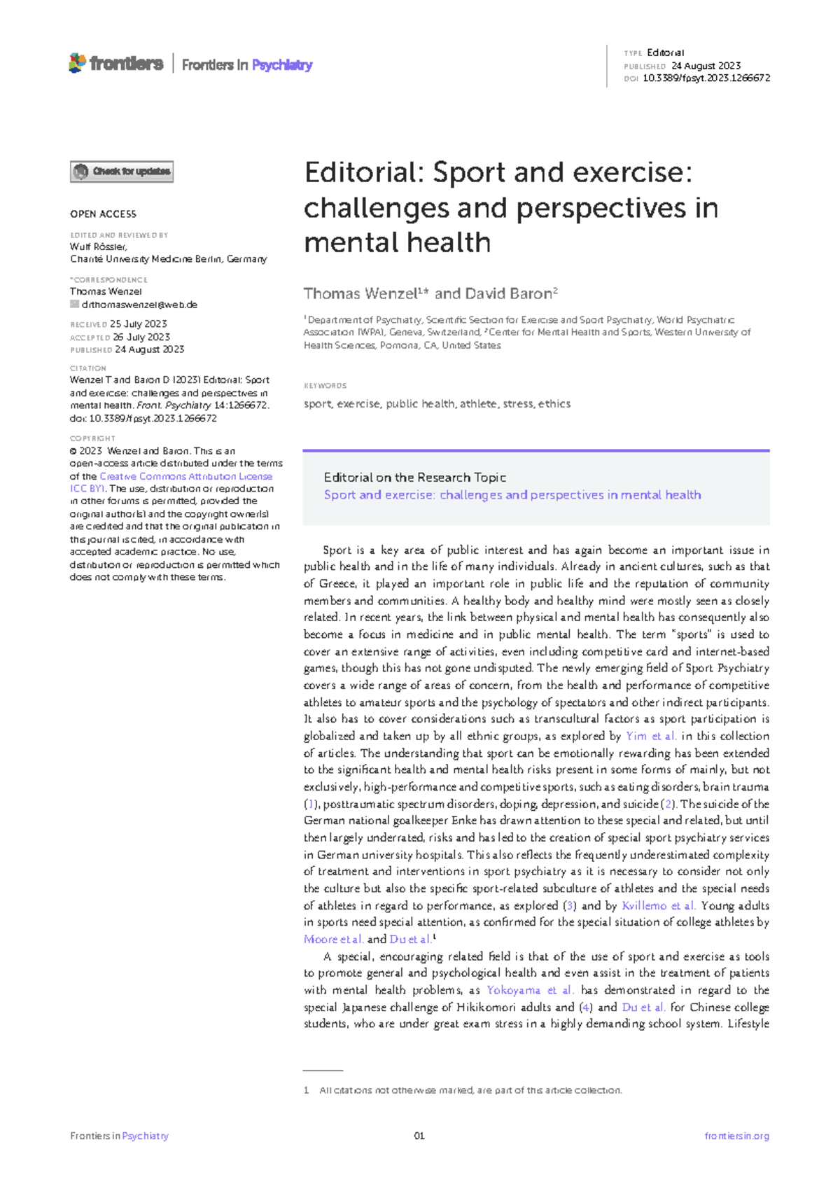 Editorial Sport and exercise challenges and perspe - TYPE Editorial ...