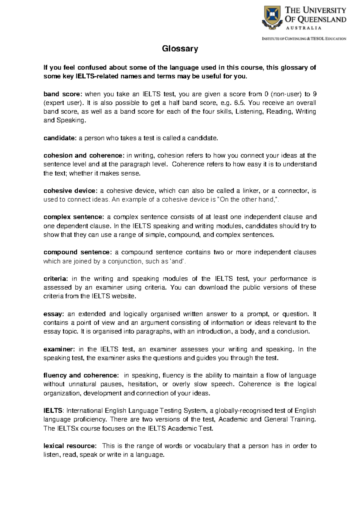 Glossary - Glosary - Glossary If you feel confused about some of the ...