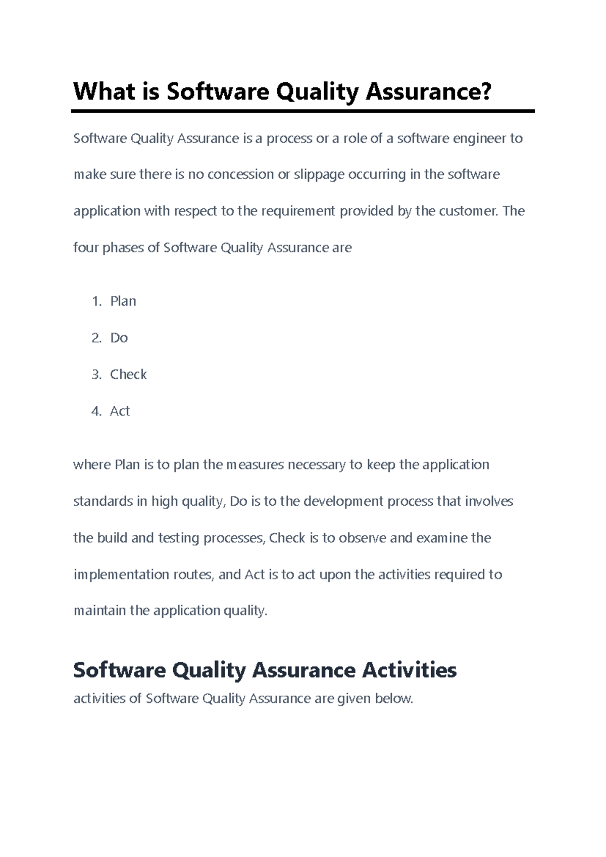 SQA life cycle - What is Software Quality Assurance? Software Quality ...