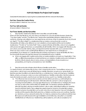 HUM 102 Module 4 Assgnm.. - HUM 102 Module Four Project Draft Template ...