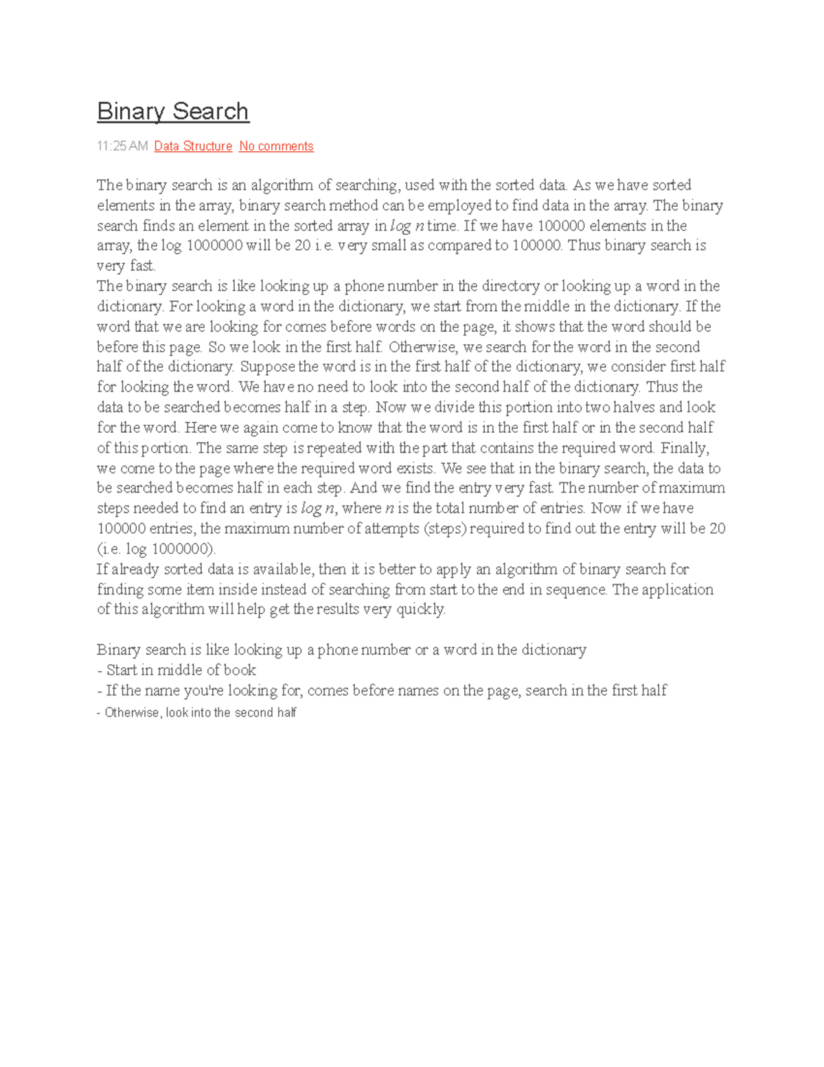 Binary Search - Binary Search 11:25 AM Data Structure No comments The ...