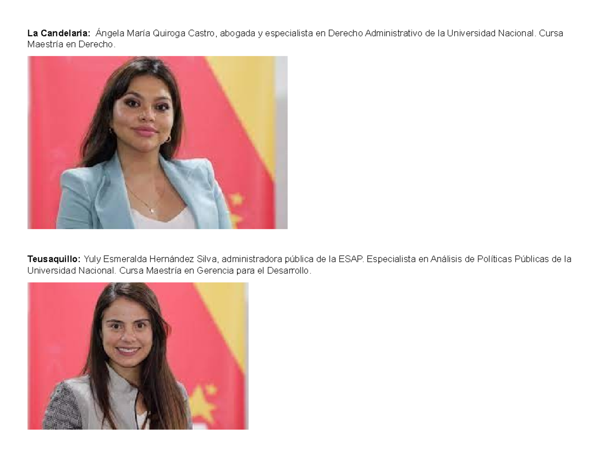 Alcaldes locales de bogota - La Candelaria: Ángela María Quiroga Castro ...