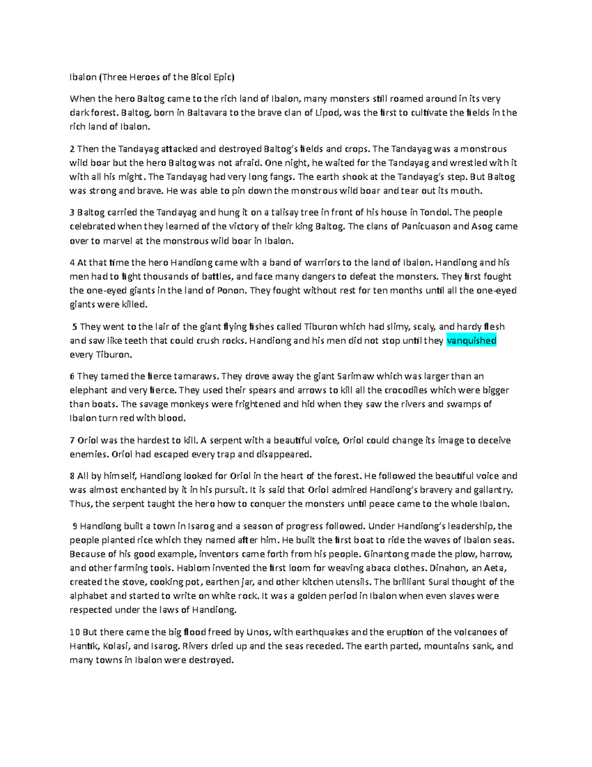 Ibalon story for literature - Ibalon (Three Heroes of the Bicol Epic ...