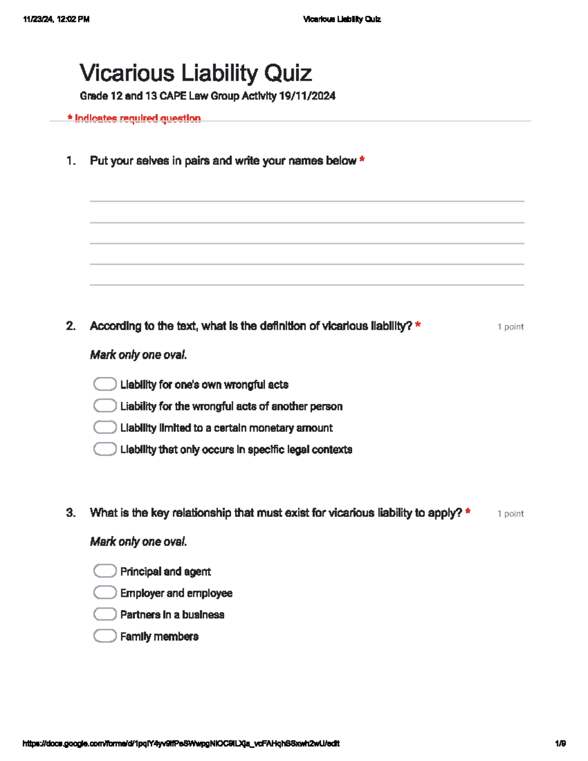 Vicarious Liability Quiz MCQ - 12:02 PM Vicarious Liability Quiz ...