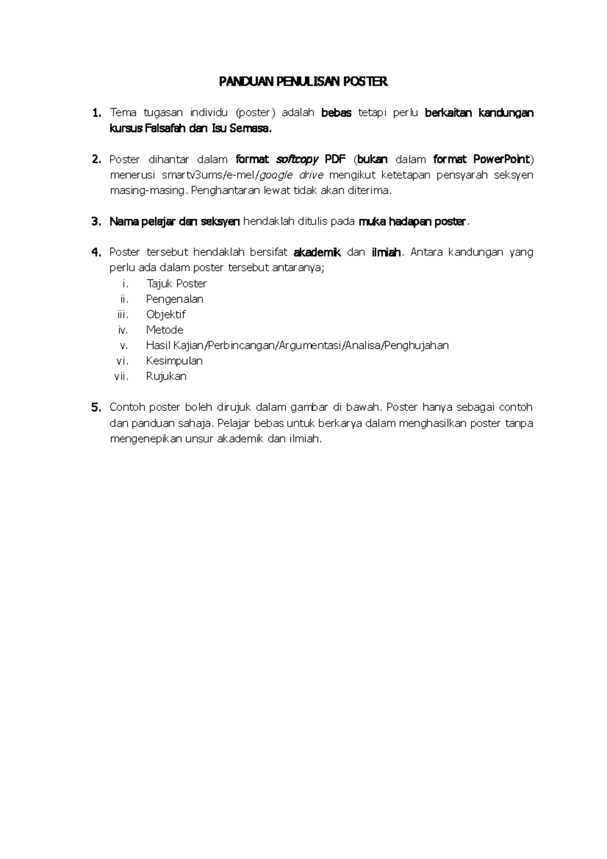 Panduan Penulisan Poster Individu - Public administration - UiTM - Studocu