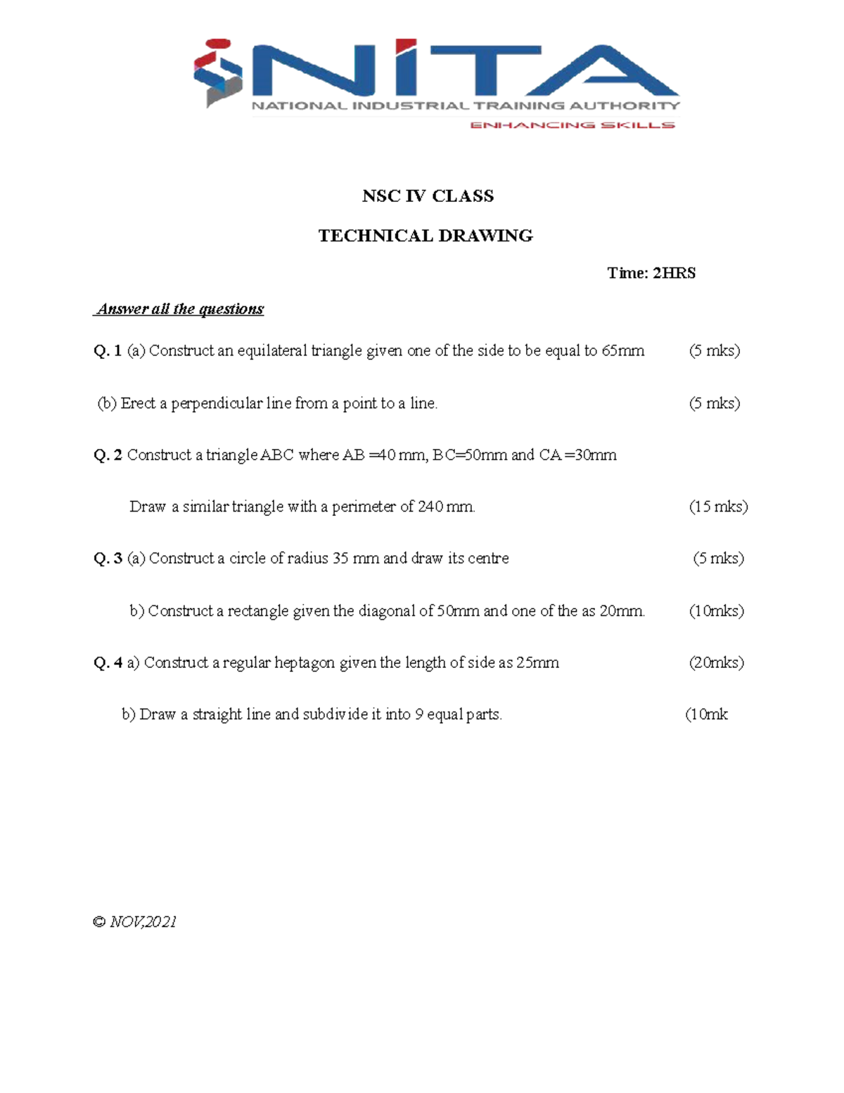 Drawing basic NSC IV - REVISION - NSC IV CLASS TECHNICAL DRAWING Time ...