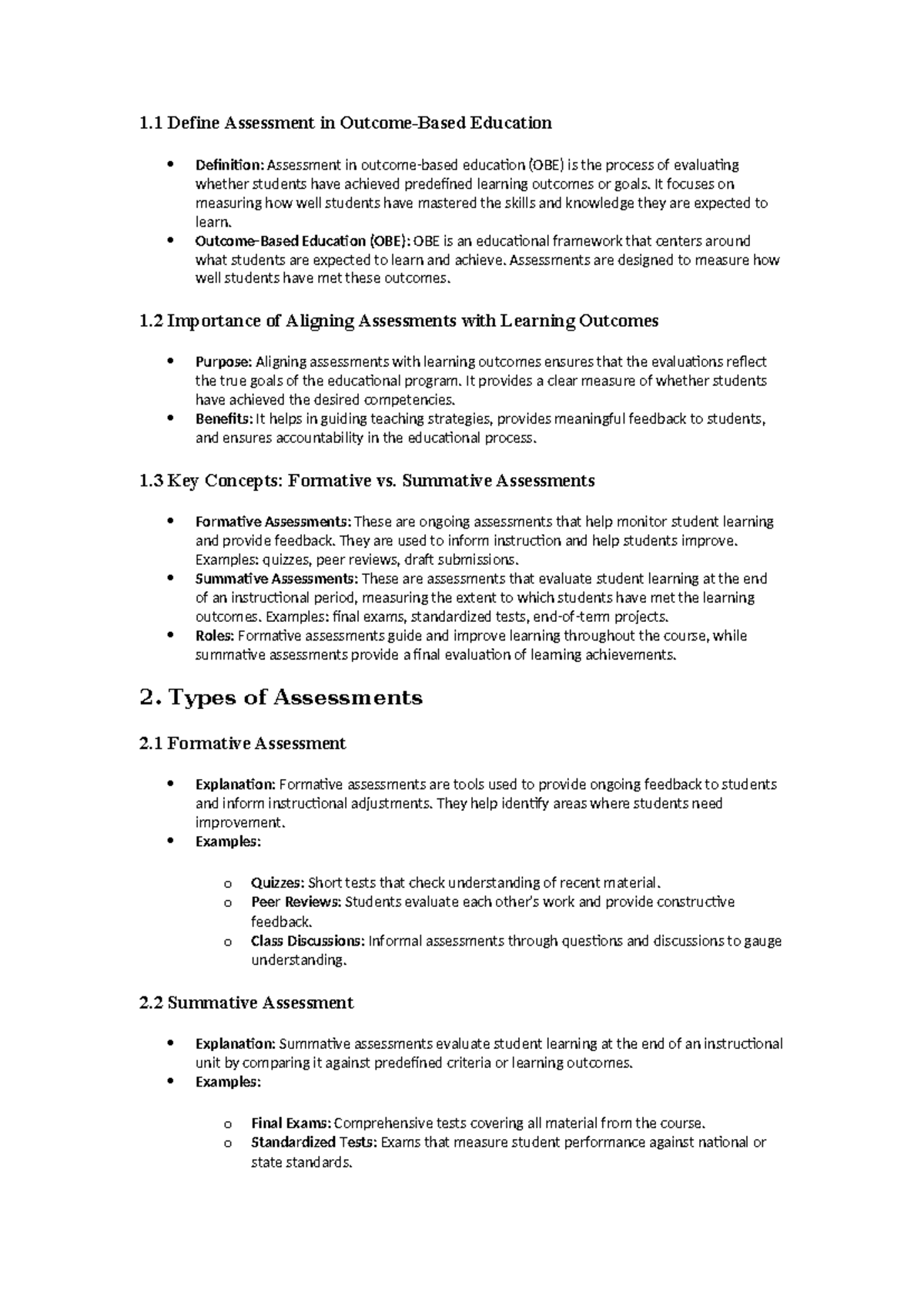 Assessment in context of OBE - 1 Define Assessment in Outcome-Based ...