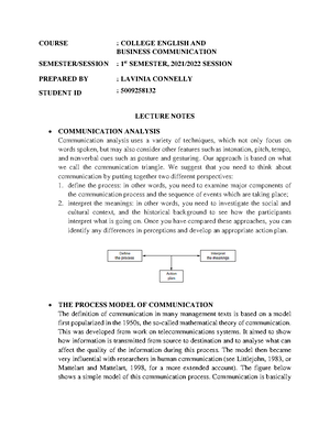 College English and Business Communication - Lecture Notes - COURSE ...