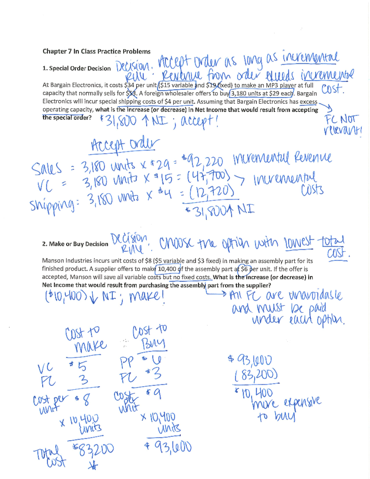 Chapter 7 In Class Practice Problem Solution - ACCT 210 - Studocu