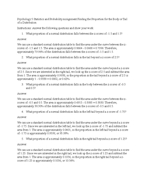 Psychology 5 Statistics and Probability Assignment - Psychology 5 ...