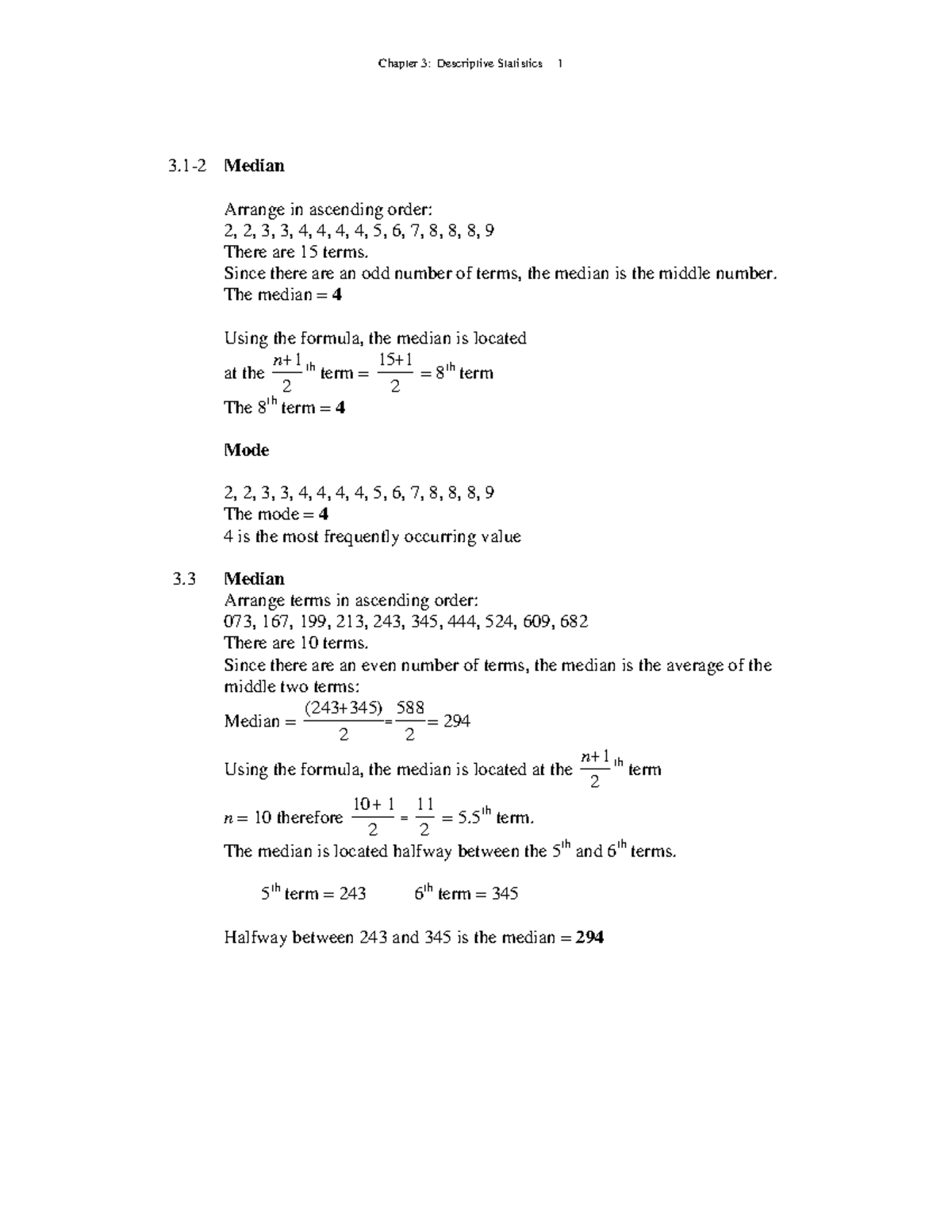 Tutorial Solutions Chapter 03 3 2 Median Arrange In Ascending Order