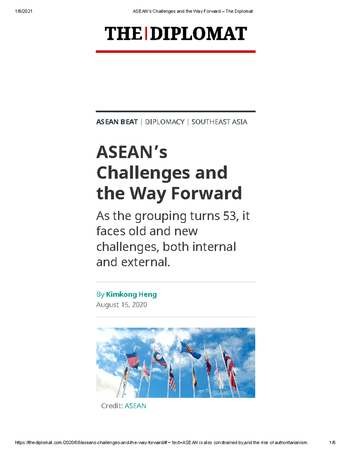 Asean - Challenges and the Way Forward The Diplomat - Perfect Platform ...