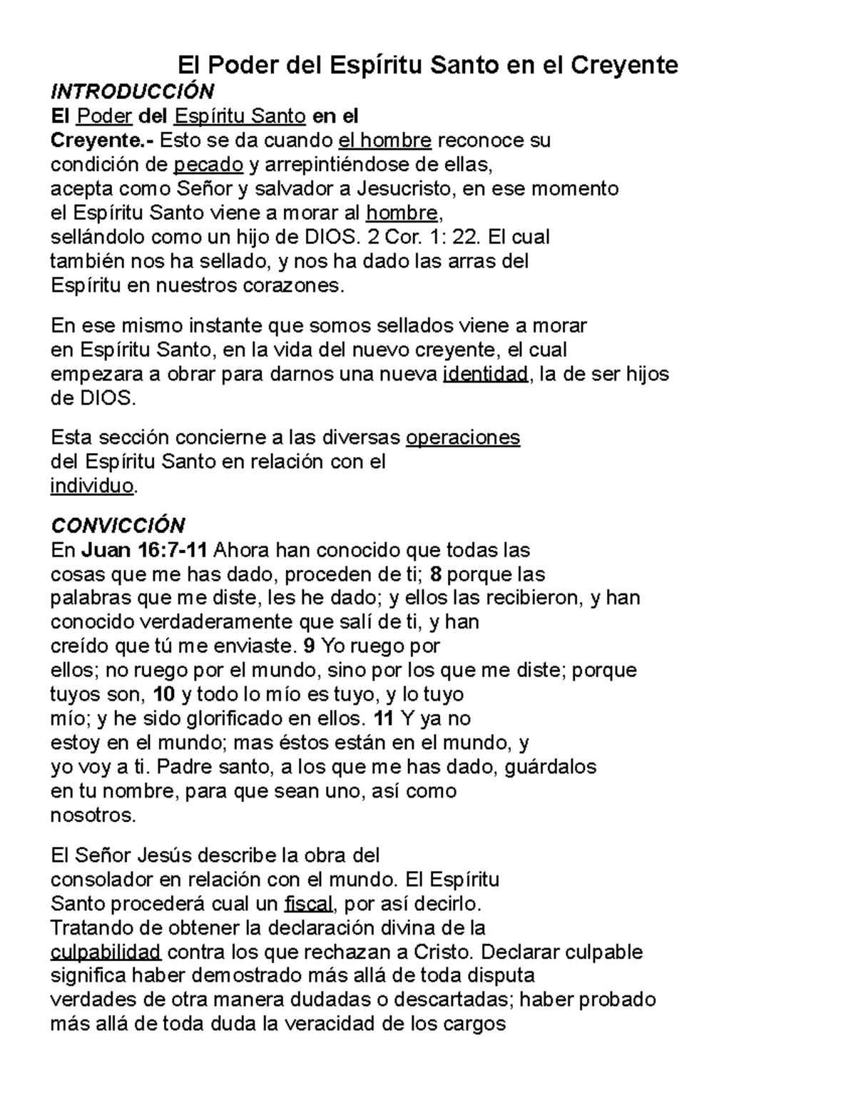 La Obra del Espíritu Santo en el Creyente - El Poder del Espíritu Santo en el Creyente ...