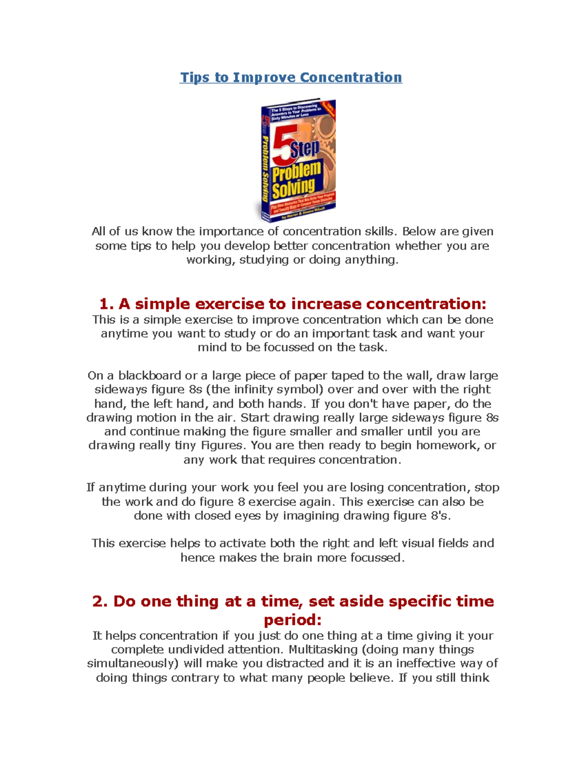 Tips to Improve Concentration - Below are given some tips to help you ...