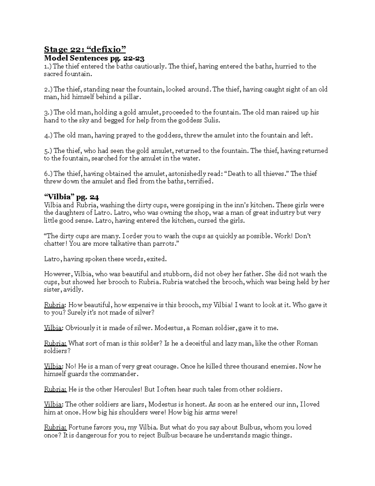 Cambridge Latin Course Stage 22 Translations - Stage 22: “defixio ...