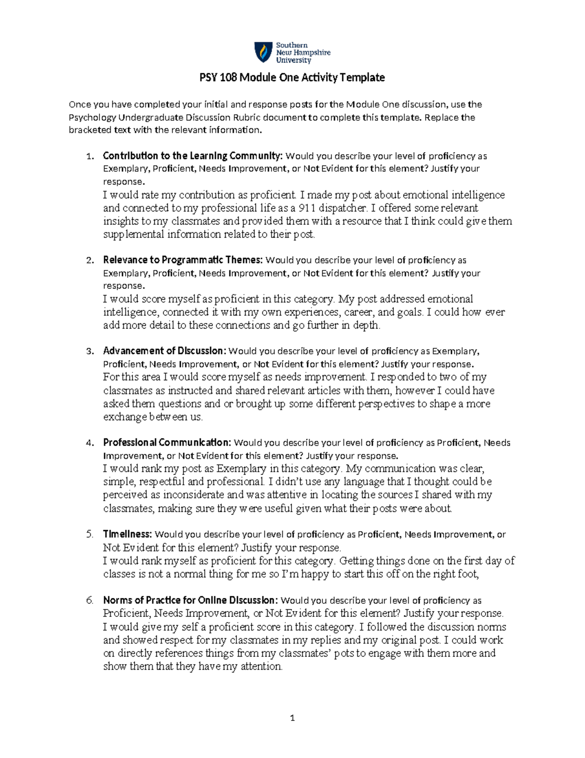 PSY 108 Module One Activity Template - PSY 108 Module One Activity ...