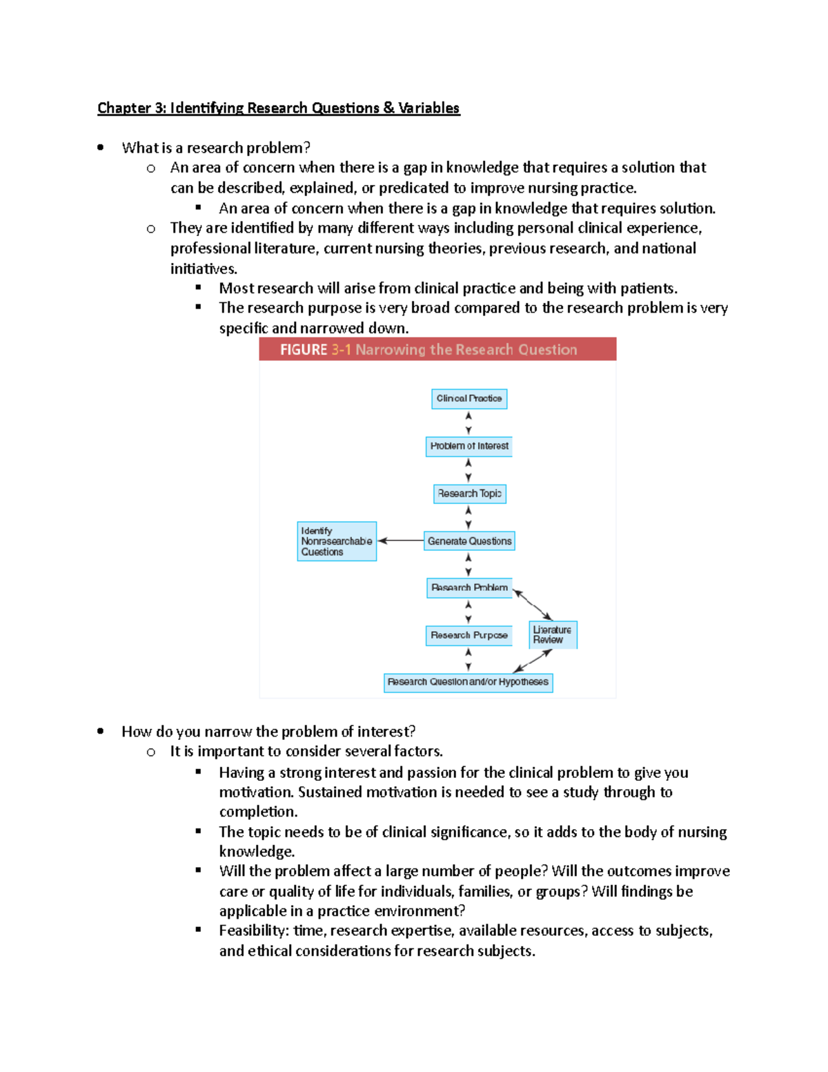 Chapter 3 Notes - Chapter 3: Identifying Research Questions & Variables ...