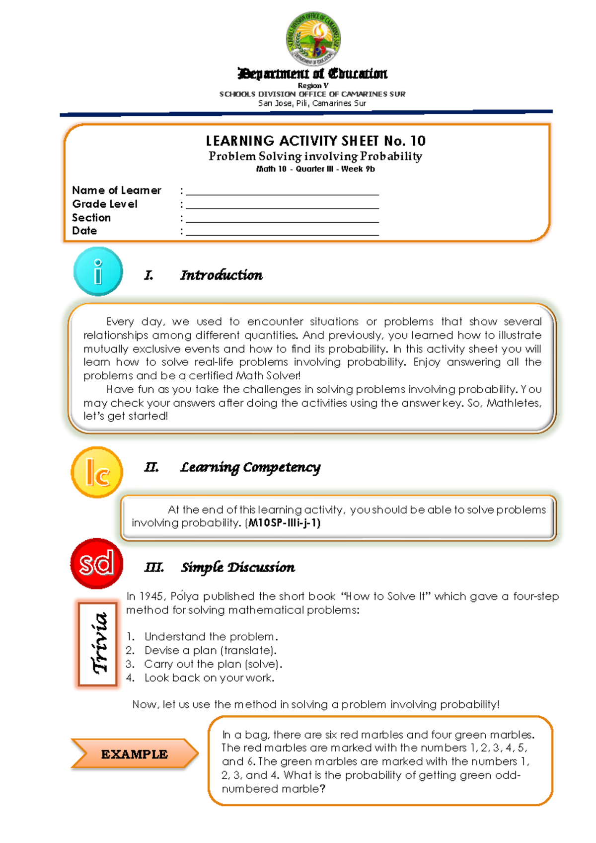 LAS MATH Q3 W9b - math - Republic of the Philippines Department of ...