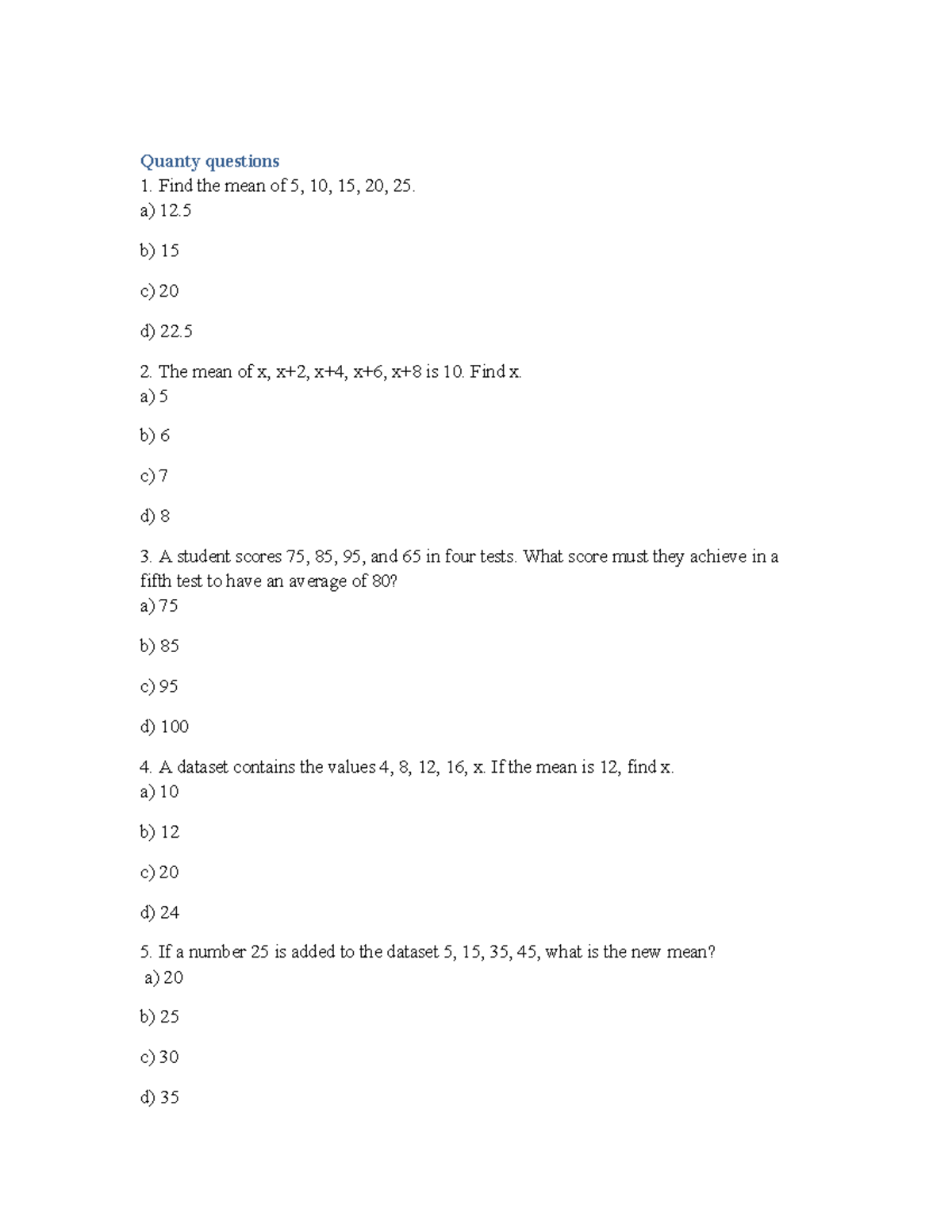 Challenging Quantitative Methods Questions - Quanty questions Find the ...