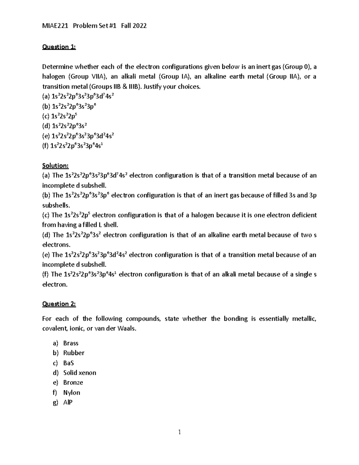 Problem set #1 with solutions-1 - Question 1: Determine whether each of ...
