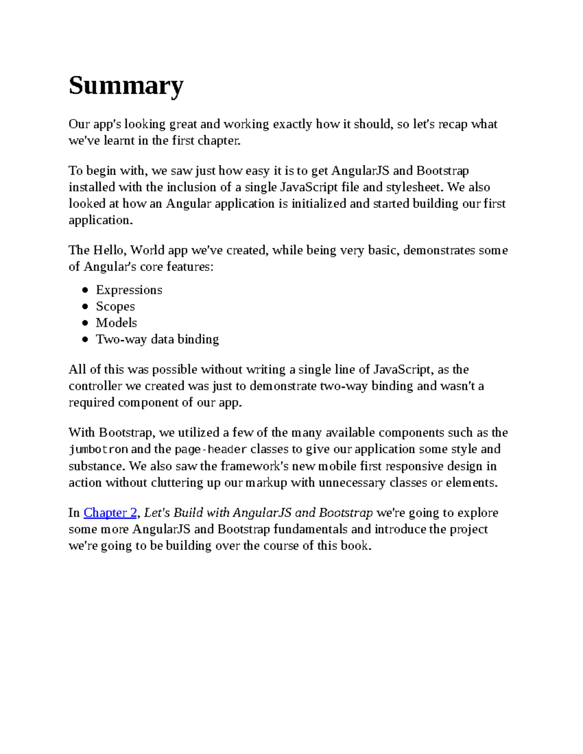 Learning Web Development With Bootstrap And Angular 8 Summary Our App