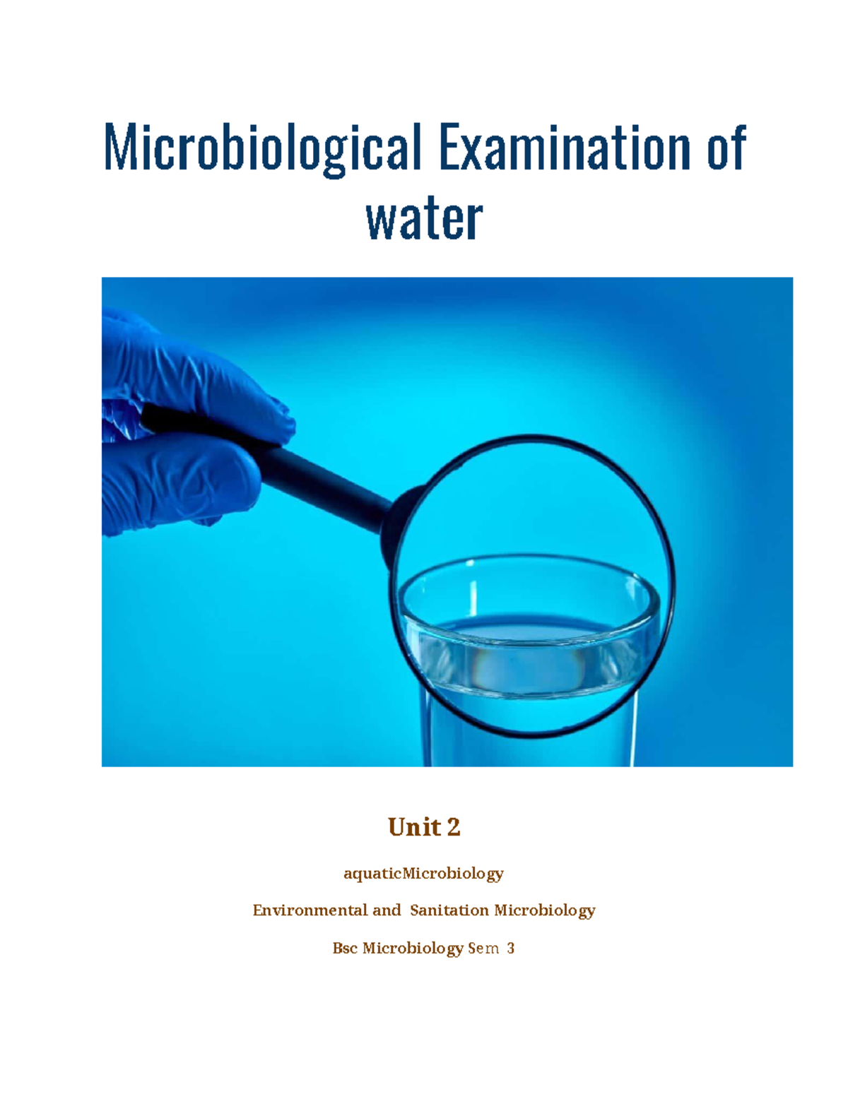 Microbiological Examination of water - Microbiological Examination of ...