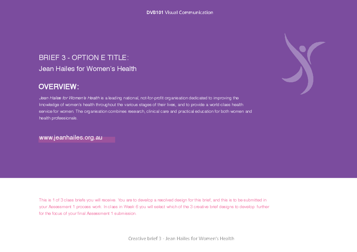 Creative Brief 3E - Jean Hailes A-Z of Women's Health-1 - DVB101 Visual ...