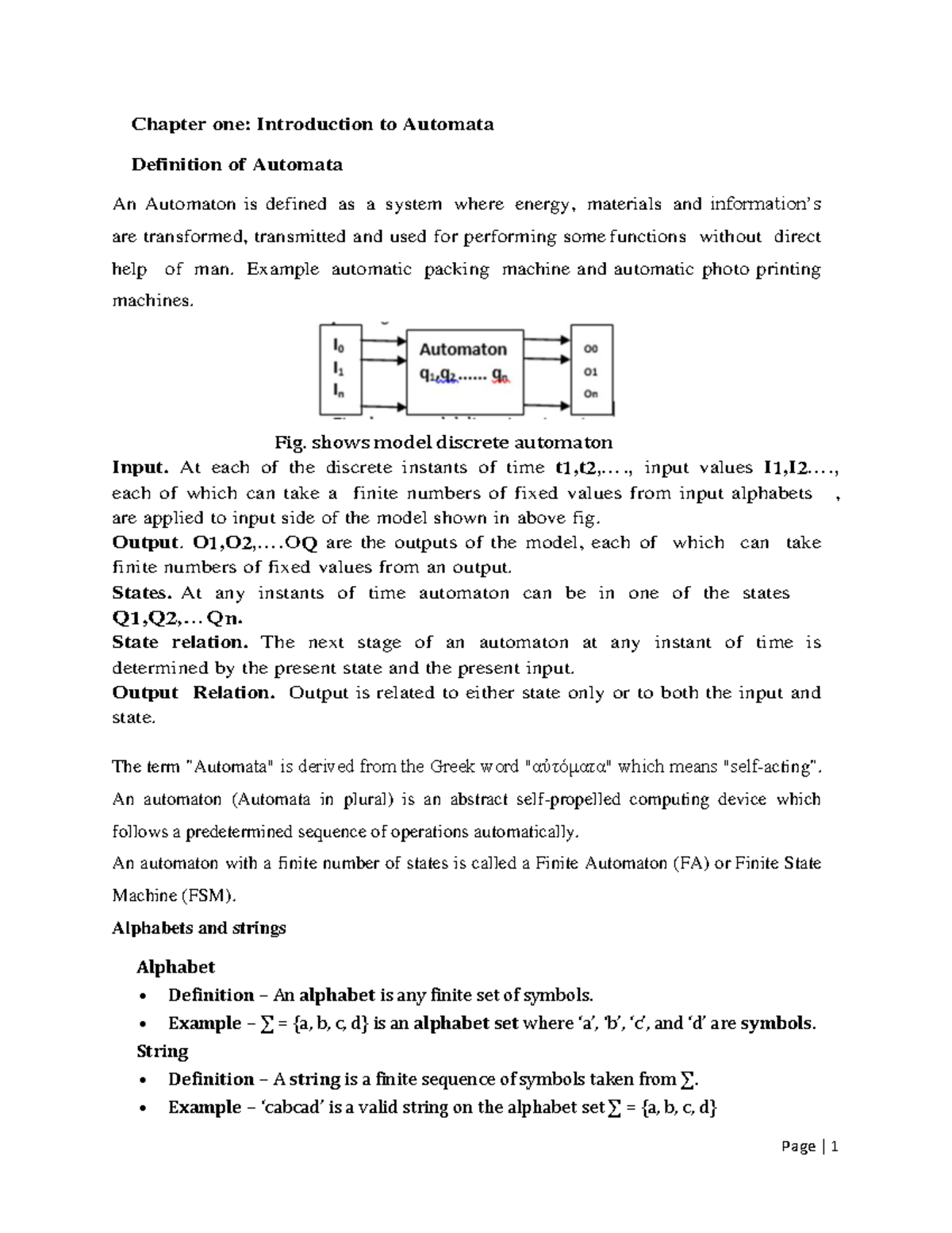 Automata Chapter 1 - hjvblkj. - Chapter one: Introduction to Automata ...
