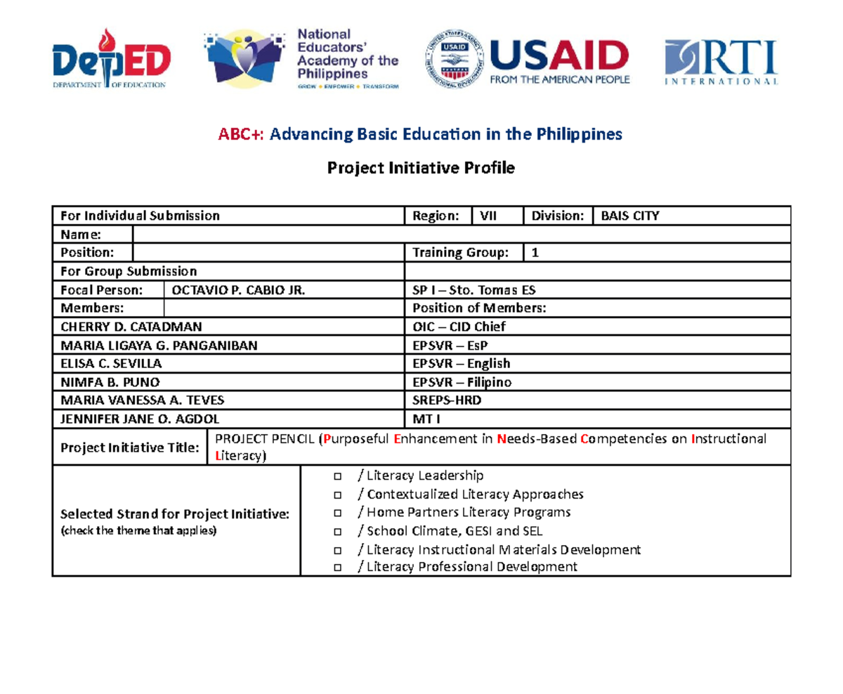 Project Litra Lonoy NHS (PIP) - Project Initiative Profile For ...