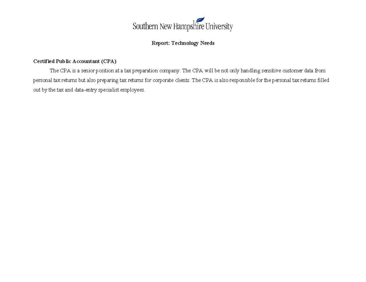 5-2 Assignment - Project One, Technological Needs (2/2) - Report ...