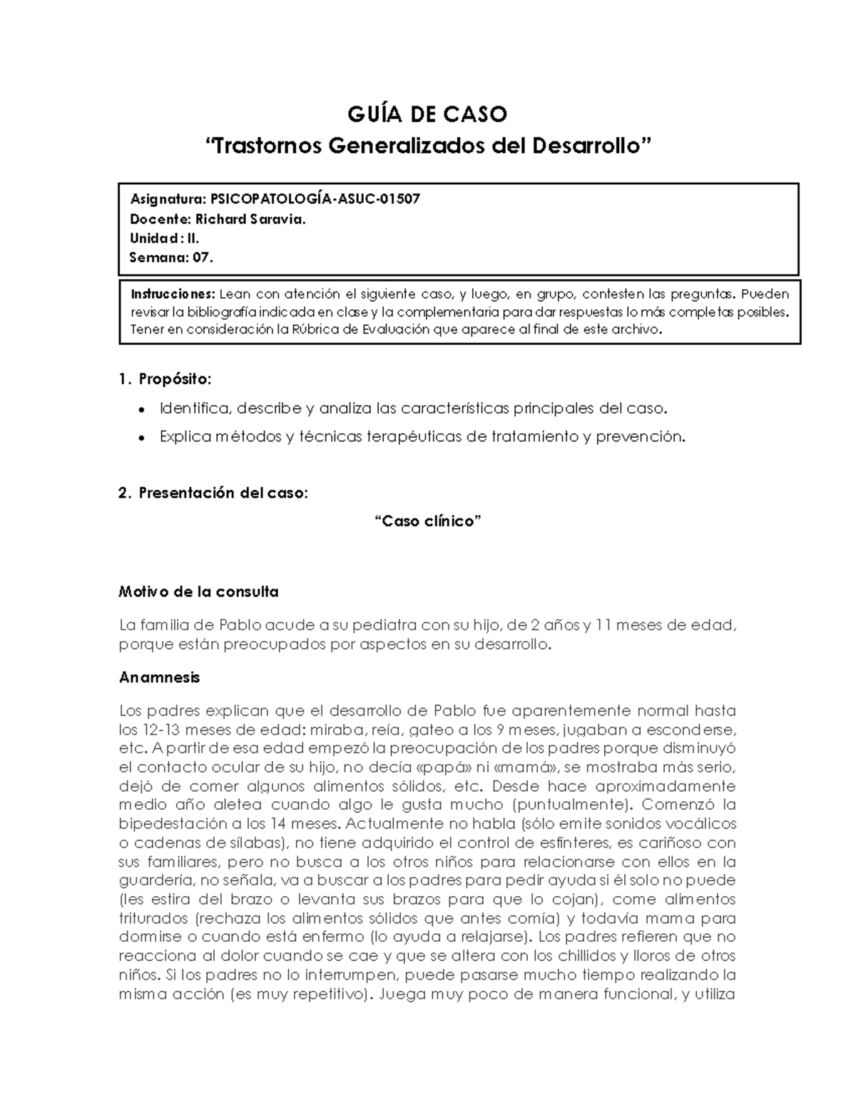 Caso trastorno generalizado del desarrollo - GUÍA DE CASO “Trastornos Generalizados del ...