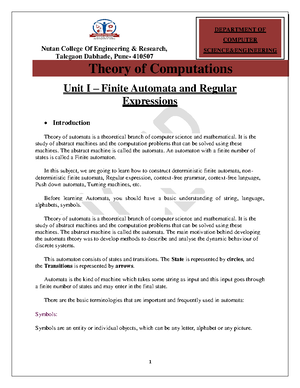 CS8501 - Theory OF Computation Question Bank with Answers - CS8501 THEORY OF COMPUTATION UNIT I ...